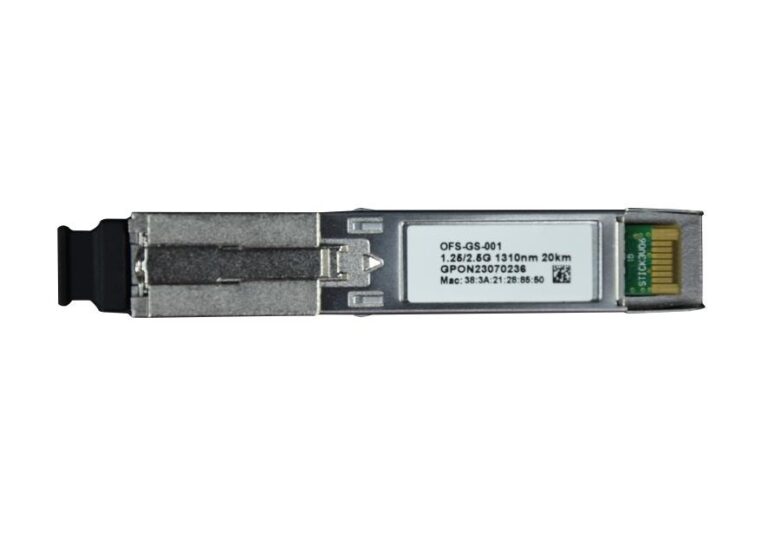 Optfocus Universal GPON/XPON ONU/ONT SFP Stick featuring a MAC address